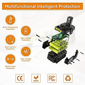 VANON 7.0Ah P108 18v Replacement for ryobi 18v Battery 1 Pack Lithium Ion High Capacity Batteries Compatible with P108 P102 P103 P104 P105 P106 P107 P109 P122 BPL18151 BPL1820 Cordless Tool