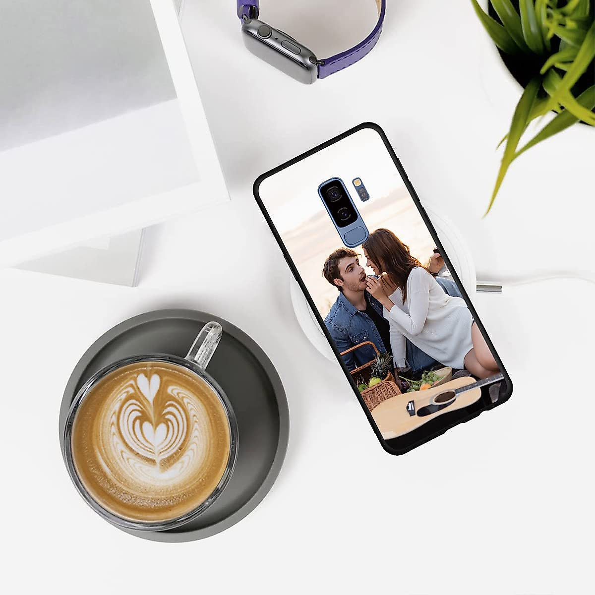 SuSuTiFy Custom Photo Phone Case for Samsung Galaxy S9 Plus Personalized Picture Text Logo Name Slim Soft Black Cover Unique Niche Gift for Couple Family Friends