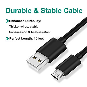 Trospow 10Ft Micro USB Charger Cable Replacement for Fire TV Stick Charging Power Cord