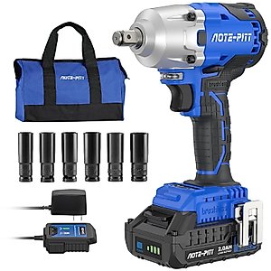 20V 370 Ft-lbs Brushless 1/2 Inch Impact Wrench Kit with 6 Sockets, 2Ah Battery, Charger, Bag