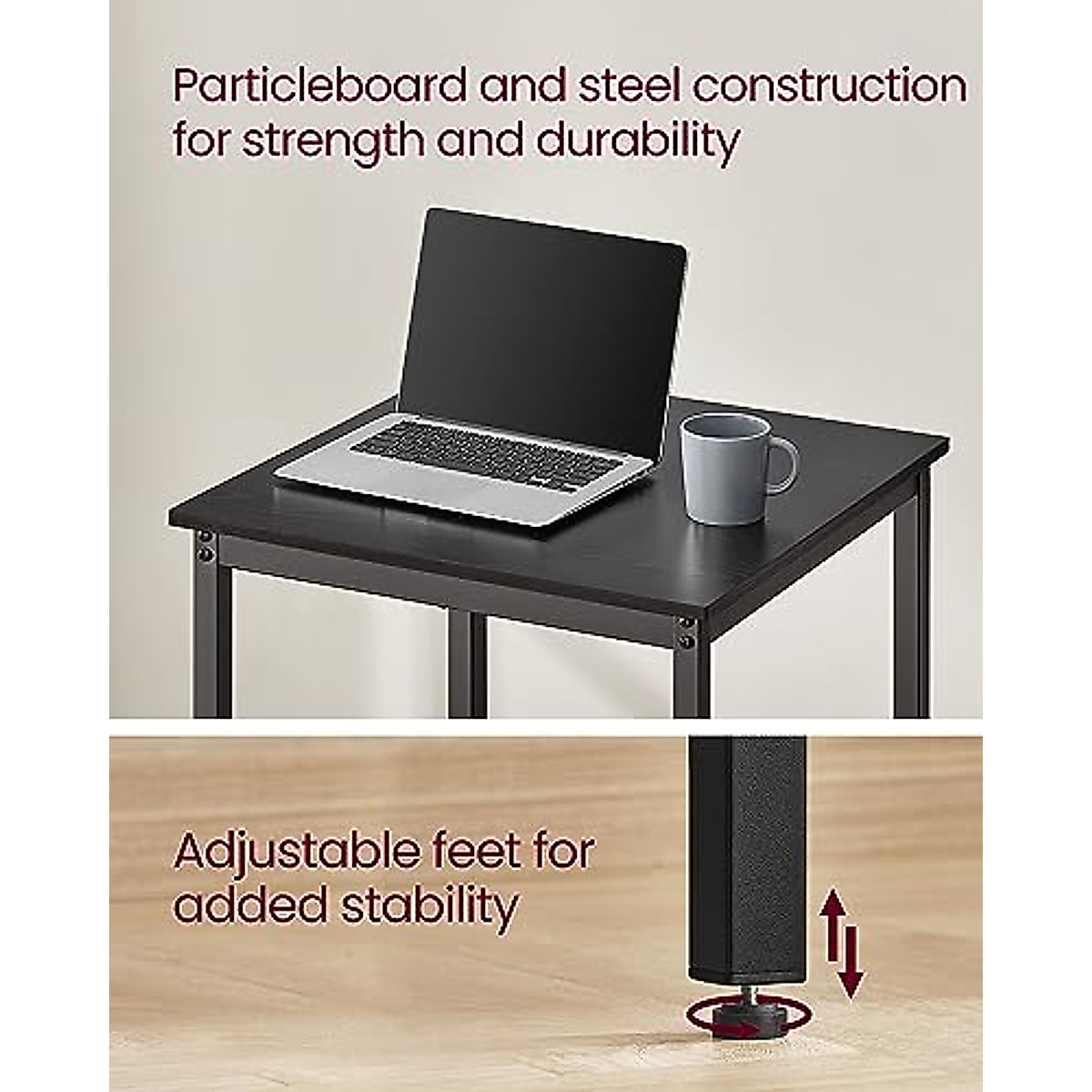 VASAGLE Bar Table, Small Kitchen Dining Table, High Top Pub Table, Height Cocktail Table for Living Room Party, Sturdy Metal Frame, 23.6 x 23.6 x 36.2 Inches for Narrow Spaces, Ebony Black and Black