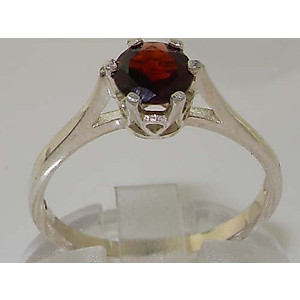 925 Sterling Silver Natural Garnet Womens Solitaire Ring - Sizes 4 to 12 Available