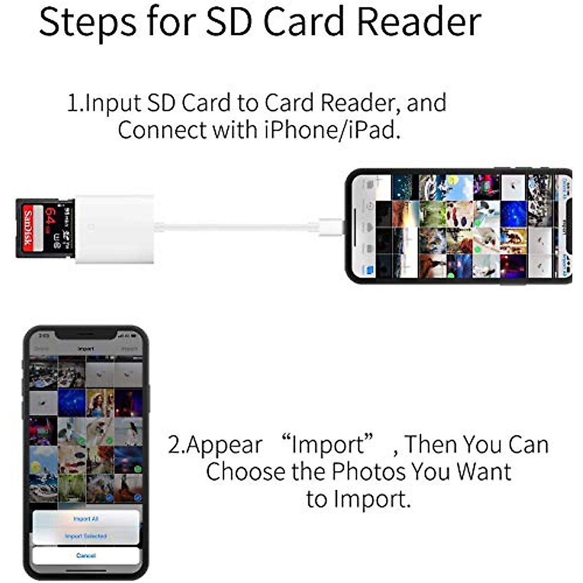 Apple MFi Certified Lightning to SD Card Camera Reader for iPhone iPad, Veetone SD Card Reader Memory Card Reader Trail Camera Viewer SD Card Adapter for iPhone 12/11/XS/XR/X/8/7/iPad, Plug and Play