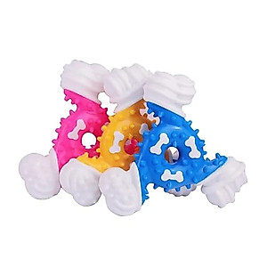 GoldensandsofNorth Pet Teething Toy Bite Glue Triangle Bone Bite Dental Stick Dog Bite Easy Interaction Relief(Yellow)