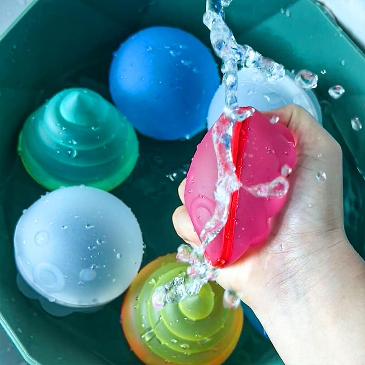 Reusable Water Balloons Water Bombs Fun Shapes Self Sealing Magnetic Refill in 1 Second - 6 pcs/pack