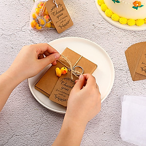 200 Pieces Cute 3D Duck Keychain Rubber Duck Birthday Party Favors Mini Cartoon Duck Key Chain Thank You Tags White Gift Bags with Rope Duck Pendant Accessories for Birthday Party Baby Shower