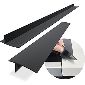 Silicone Stove Counter Gap Cover / Filler by Kindga 25" Long, Sealing Spills Between Kitchen Appliances Washing Machine and Stovetop, Set of 2 (Black)