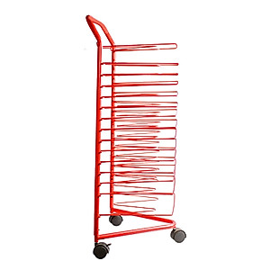 JIAHESHYP Art Drying Rack, 16-Shelf Mobile Drying Rack with 16 Wire Shelves for Mobile Classrooms Art Studios and Home Use, Drying & Print Racks, Red