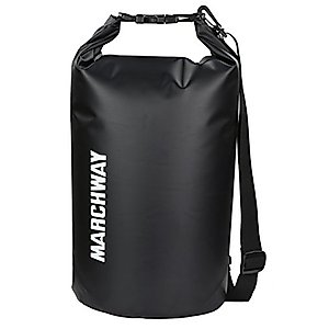 MARCHWAY Floating Waterproof Dry Bag 5L/10L/20L/30L/40L, Roll Top Sack Keeps Gear Dry for Kayaking, Rafting, Boating, Swimming, Camping, Hiking, Beach, Fishing (Black, 10L)