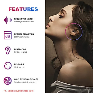 Fita + Earplugs for Noise Reduction, Reusable Silicone Ear Plugs for Sleeping Noise Cancelling, Concert, Work, Motorcycle, Travel, Shooting Sound Blocking - NRR 22dB, 6 Pairs Ear Tips in S/M/L