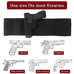 Accmor Belly Band Holster for Concealed Carry, Elastic Breathable Waistband Gun Holsters for Women Men, Comfortable Concealed Carry Belly Band Fits up to 55" Belly, Right and Left Hand Draw