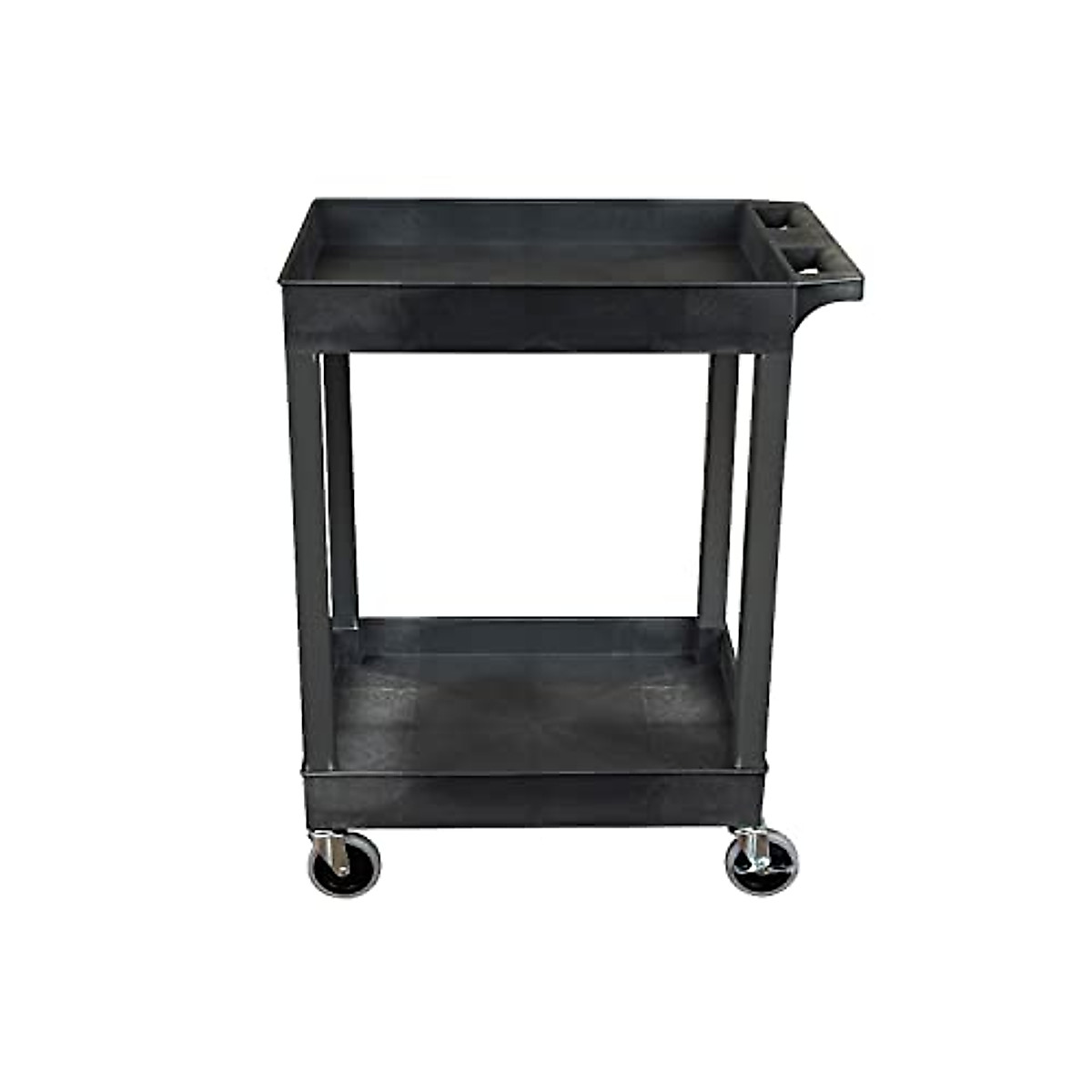 LUXOR SEC11-B 24" x 18" Plastic Utility Tub Cart - Two Shelf-Black