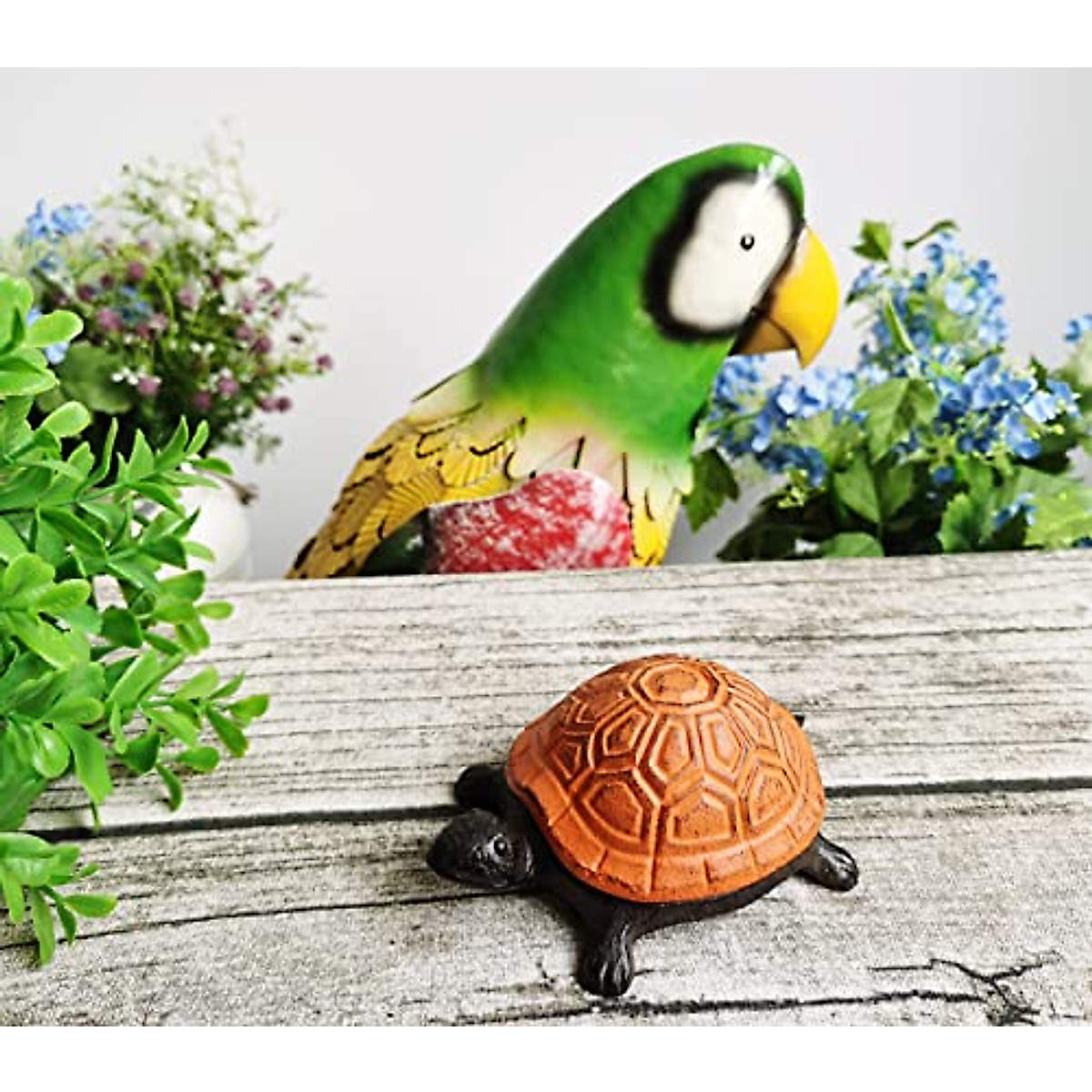 BSTGIFTS Cast Iron Turtle Key Hider - Spare Key Holder - Garden Decoration Turtle, Jewelry Trinkets Box for Key, Ear Studs, Ring, Paper Clip (Orange Red)