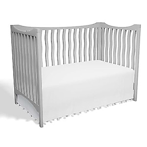 Tadpoles Crib Skirt with Tassel | 28" x 52" with a 14" Drop | Made of 100% Softly Brushed Microfiber Polyester | Easy to Care for | Soft, Smooth, Breathable & Durable | Ideal for Babies | White