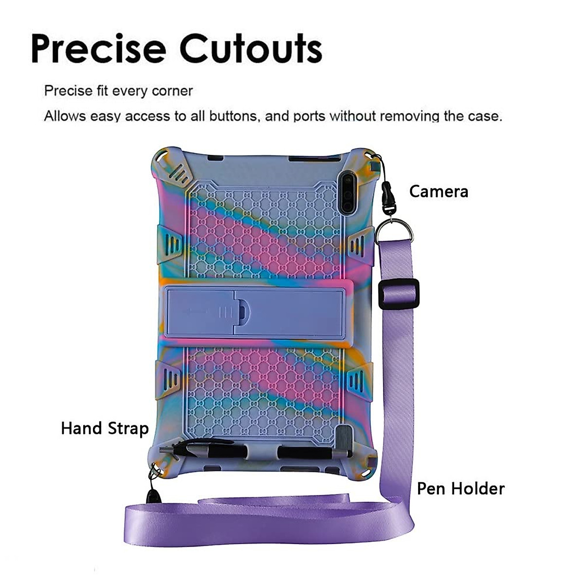 Case for VASTKING KingPad K10 / Z10 10 inch Tablet Case, MARVUE Pad M10 10.1 inch/Vastking KingPad K10 Pro Tablet Soft Silicone Stand Cover Case with Shoulder Strap(Purple Rose)