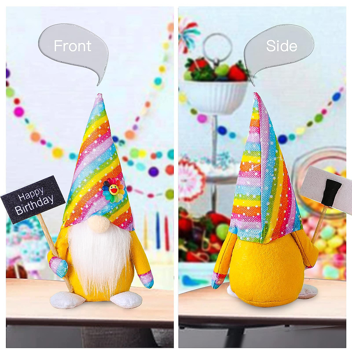 2pcs Birthday Gnomes Swedish Tomte Gnome Decor Birthday Gifts Handmade Scandinavian Garden Gnomes Valentines Day Tiered Tray Decorations