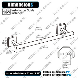KOKOSIRI Towel Bar Bathroom Towel Holder for Bath Kitchen Cabinet Towel Rails 20 Inch Brushed Gold Stainless Steel B4005BG-L20