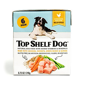 Fresh Dog Food, All Natural Complete Meal or Kibble Topper, Shelf Stable Premade Wet Recipe with Added Vitamins & Minerals for Picky Eaters Puppies Seniors (Chicken 6 x 8.75oz Cartons)