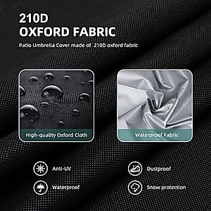 Patio Umbrella Cover, Zadst Cycle Parasol Outdoor Umbrellas Cover for 11ft to 14ft Oxford Fabric, Cantilever Parasol Cover with Zipper and Rod, Heavy Duty Offset Umbrella Cover