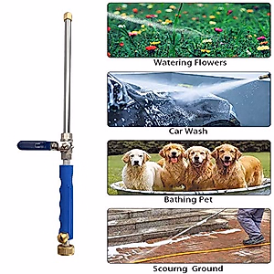 YunGuoGuo High Pressure Power Washer Sprayer Wand with Flexible Hose Nozzle, 39'' Hydro Jet Power Washer Cleaning Tool, Wand Lance for Gutter Patio Car Pet Window Glass Blue
