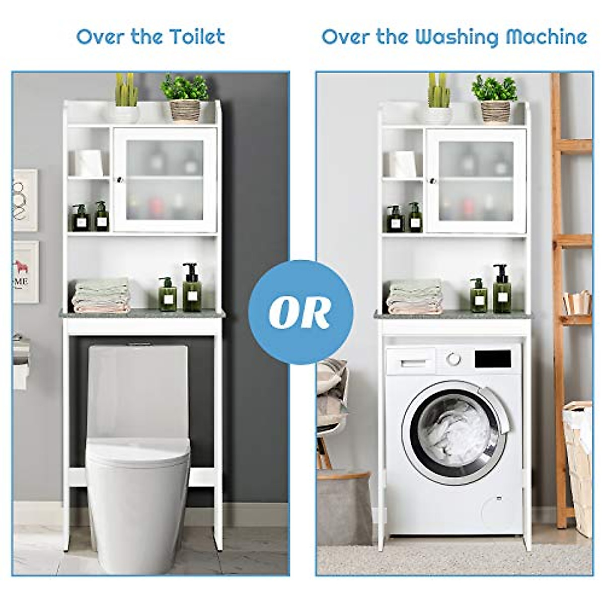 Giantex Over-The-Toilet Space Saver Collette Bathroom Spacesaver W/Storage Rack Cabinet Bathroom Organizer (68" H)