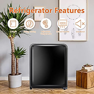 Antarctic Star Compact Refrigerator Mini Fridge for Beverage, Ice Cream, Vegetable, Fruit, 1.7 Cu. Ft., Freezer with Drip Tray, Bottle Racks and Defrost Button, Great for Bedroom, Office, Garage, Dorm, Black