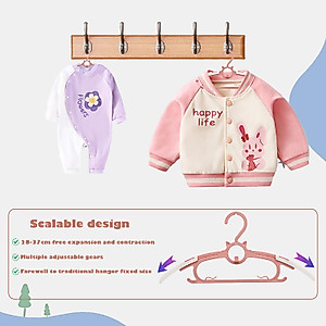 Gencuoir Baby Nursery Closet Hangers, Ultra Thin Non-Slip and Extendable Laundry Infant Pant Hanger for Newborn Clothes 30pcs11“-14‘’ Adjustable Children Coat Hanger for Girl Boy Toddler Kids Child