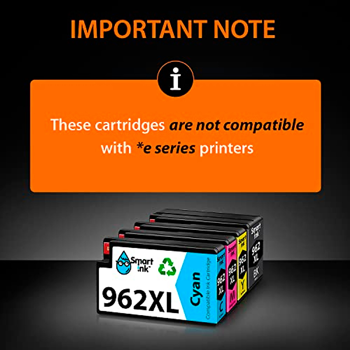 Smart Ink Compatible Ink Cartridge Replacement for HP 962XL 962 XL (Black XL & C/M/Y XL 4 Combo Pack) to use with Officejet Pro 9015 9010 9018 9022 9025 9020 9019 9013 9016 Officejet 9012