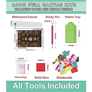 Diamond Painting Kits for Adults and Kids,The Moon and Flowers Under The Stars 5D DIY Diamond Painting 12x16Inch
