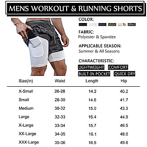 DIOTSR Mens 2 in 1 Running Workout Shorts Lightweight Athletic Gym Shorts with Pockets (Camo Khaki X-Large)