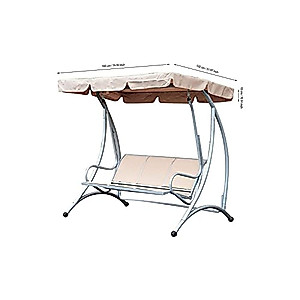 Waterproof Patio Swing Canopy Cover Set - Patio Swing Cushion Cover 3 Person Swing Seat Cover Replacement Anti Dust Protector 74.80 x 51.97 x 5.91 inch(Beige)