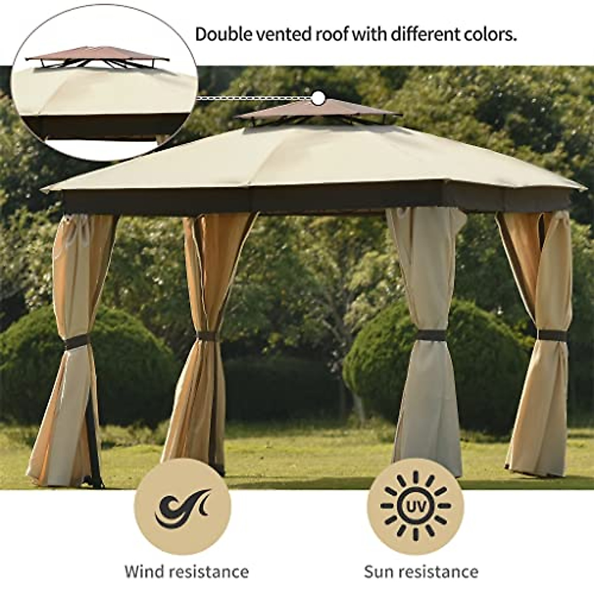 ADUH Gazebo Canopy Soft Top Outdoor Patio Gazebo Tent Garden Canopy for Your Yard, Patio, Garden, Outdoor Or Party
