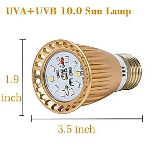 UVA UVB Reptile Light, UVB 10.0 LED Bulb, UVA UVB for Bearded Dragon, Full Spectrum Light Bulb for Lizards, Turtles, Spiders etc.