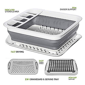 Inovare Designs Collapsible Dish Drying Rack & Drainboard Set - Ideal for RVs, Campers, Kitchens, Compact Spaces - Easy Storage & Cleaning - Kitchen Organizer & Storage Essential