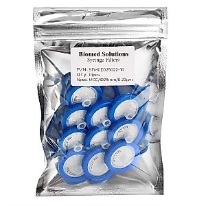 Biomed Scientific Syringe Filters MCE(Mixed Cellulose Ester) 25 mm Diameter 0.22 um Pore Size Non Sterile 10/pk
