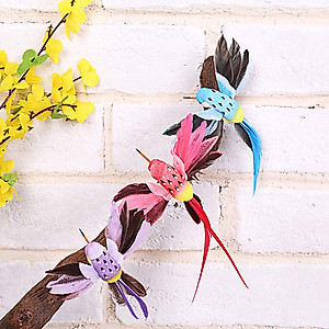 Oeey 12 Pcs Artificial Foam Hummingbird Feather Bird Figurine Simulation Feather Bird Ornaments for DIY Craft Wedding Decoration Home Garden Party Christmas Tree Embellishing Metal Clip