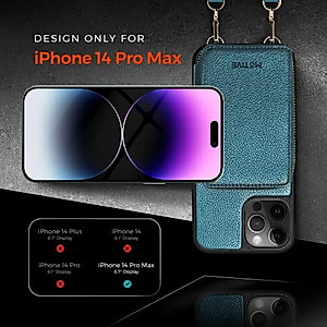 MOTIVE for iPhone 14 Pro Max Wallet Case Designed in New York, Crossbody Phone Case for Apple iPhone 14 Zipper Purse Case Wallet with RFID Blocking Card Holder | 6.7" Blue Teal - Fancy Series