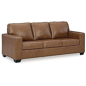 Signature Design by Ashley Bolsena Contemporary 2-in-1 Leather Match Sofa Sleeper with Folding Gel Memory Foam Mattress, Queen, Dark Brown