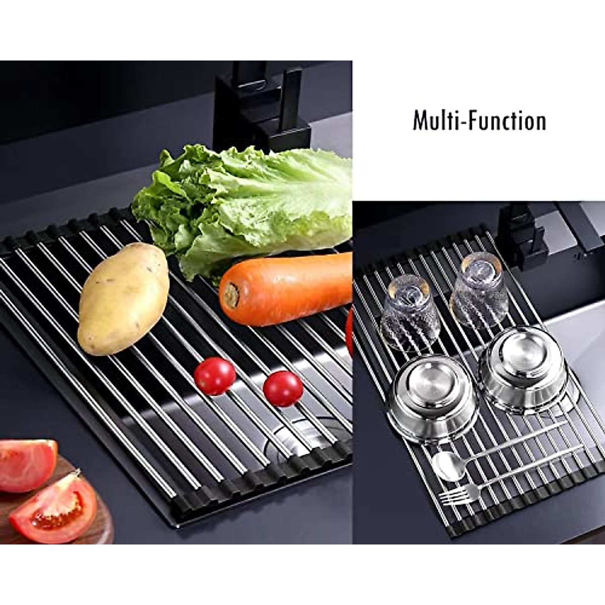 Frontier Stainless Steel Over The Sink Roll Up Dish Drying Rack