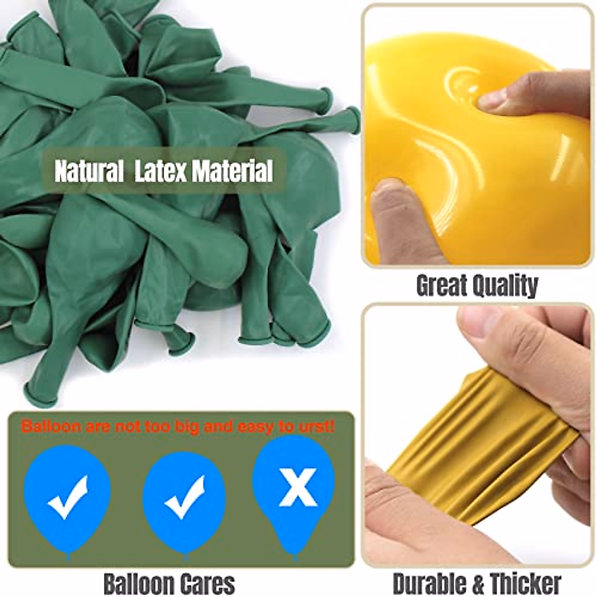 130Pcs Sage Green Balloons Garland Arch Kit Double-Stuffed Blue Ballons and Retro Olive Green Light Yellow Ballons for Party Decorations Birthday Bridal Baby Shower Tropical Bachelorette Party…