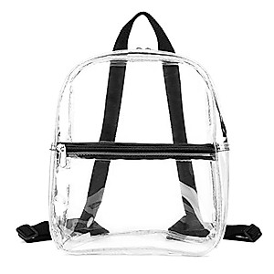 Keepcross Small Clear Backpack Stadium Approved for Concerts Games Sporting Events Festival,Mini Clear Stadium Bag for Women,Black