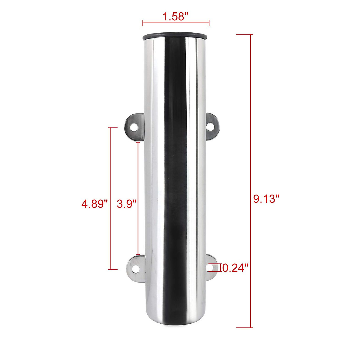 Amarine Made Boat Marine Fishing Stainless Steel Side Mounted Transom Mounted Rod Holders with Weld Brackets (2-Pack)