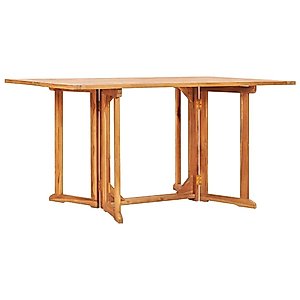vidaXL Foldable Butterfly Patio Table, Space-Saving Design, Indoor/Outdoor Use, Solid Teak Wood, Seats 6, Fine Sanded Finish for Smooth Appearance, Dimensions: 59.1"x35.4"x29.5"