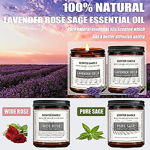 Candles for Home Scented, Candles Set for Women, 28 oz 200 Hour Long Lasting Aromatherapy Amber Jar Candles for Women, Valentine, Mother's Day Anniversary Present