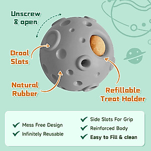 Baitedelai Dog Chew Toys,Treat Tray for Frozen Dog Food,Long-Lasting Durable Fillable Dog Treat Dispensing Dog Toy,Freezable Fillable Rubber Dog Toys with Silicone Treat Tray (Gray&Treat Mold)