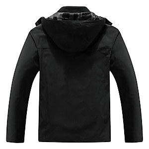 OTU Men's Lightweight Waterproof Hooded Rain Jacket Outdoor Raincoat Shell Jacket for Hiking Travel Black XL