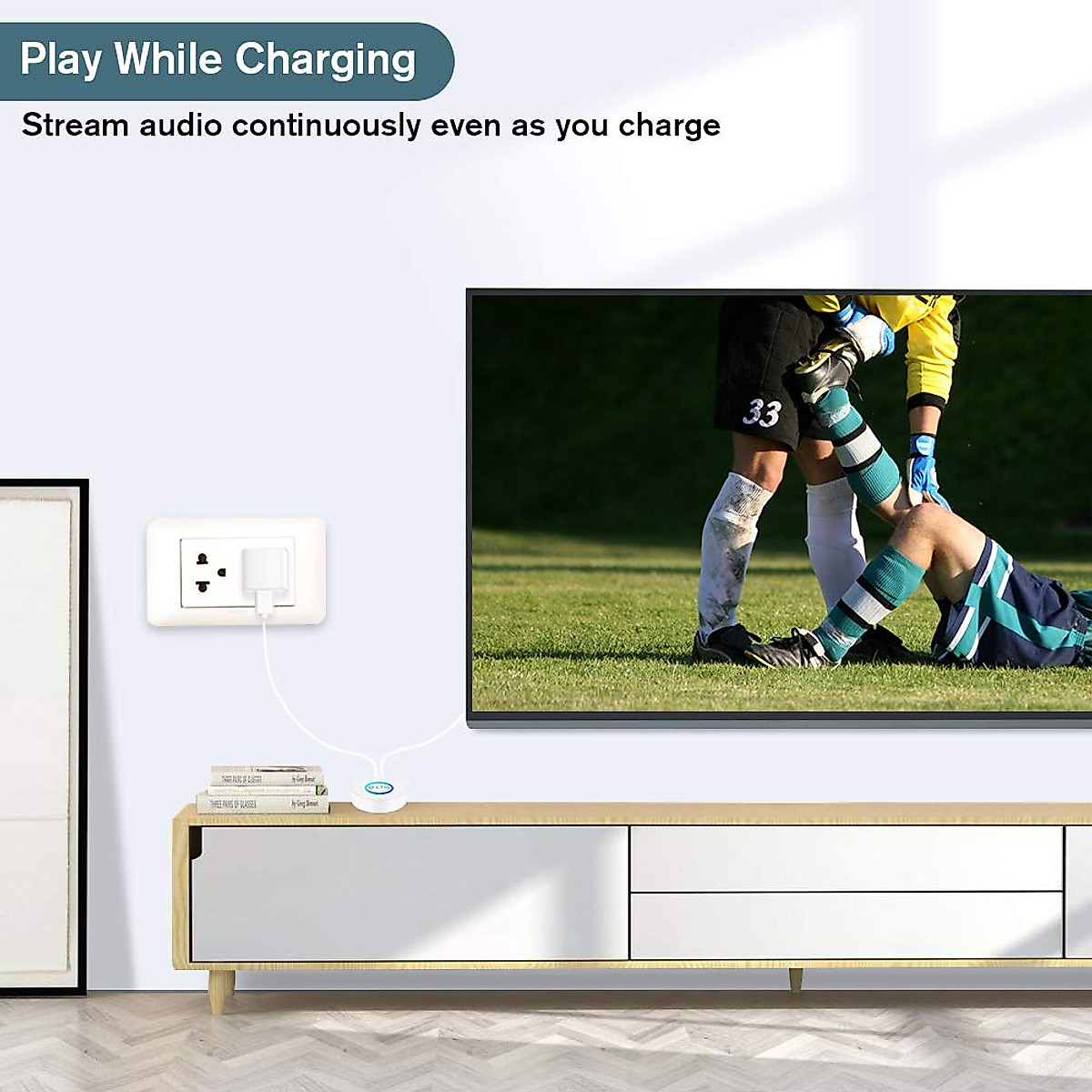 Friencity Bluetooth 5.0 Transmitter for TV Watching, apt-X Low Latency Wireless 3.5mm Aux Adapter for PC Home Stereo Radio Projector DVD Xbox PS4 RCA, Connect 2 pairs of headphones simultaneously