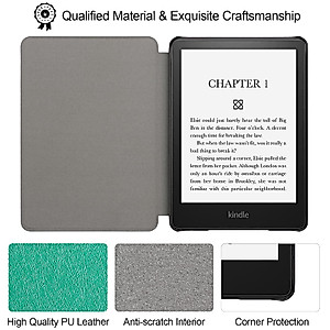 WALNEW Case for Kindle Paperwhite 11th Generation & Signature Edition(6.8”)- Slim Lightweight PU Leather Foldable Protective Case Cover Accessories with Auto Wake/Sleep, Flower