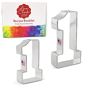 Number 1 Cookie Cutter 2-Pc. Set Made in USA by Ann Clark, 3.25", 4.5"