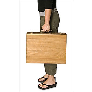 Creative Mark Capri Deluxe Wood Artist Paint Box - Storage for Art Supplies, Paints, Mediums, Brushes, Compartment Storage, Lightweight, Travel - [Oil-Stained - Natural Finish]